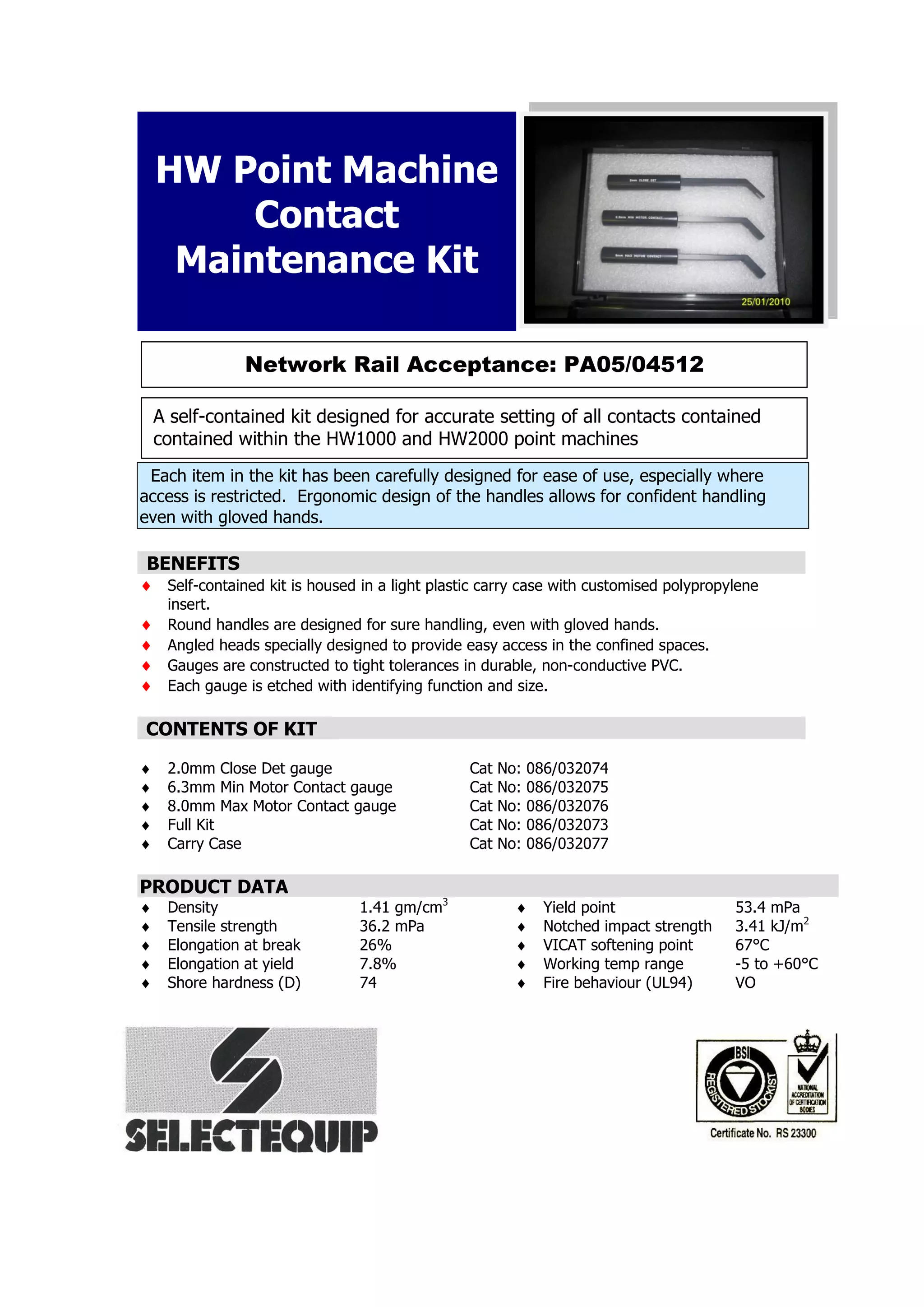 HW1000 HW2000 Point Machine Contact Maintenance Kits | PDF