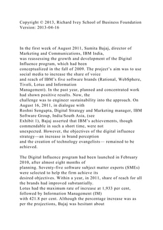 H W13109 IBM’S DIGITAL INFLUENCE PROGRAM .docx