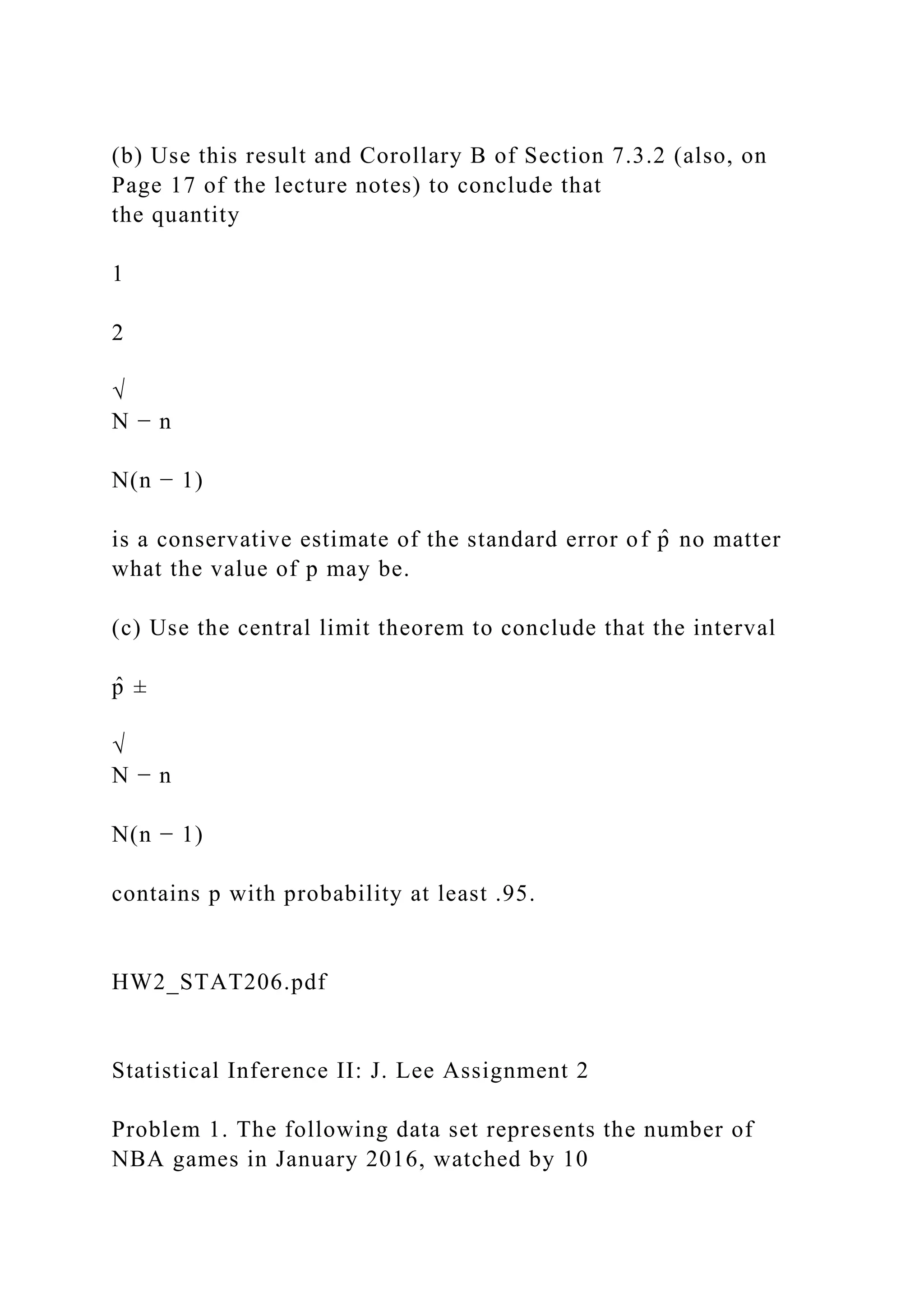 HW1_STAT206.pdfStatistical Inference II J. Lee Assignment.docx