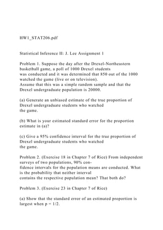 HW1_STAT206.pdfStatistical Inference II J. Lee Assignment.docx
