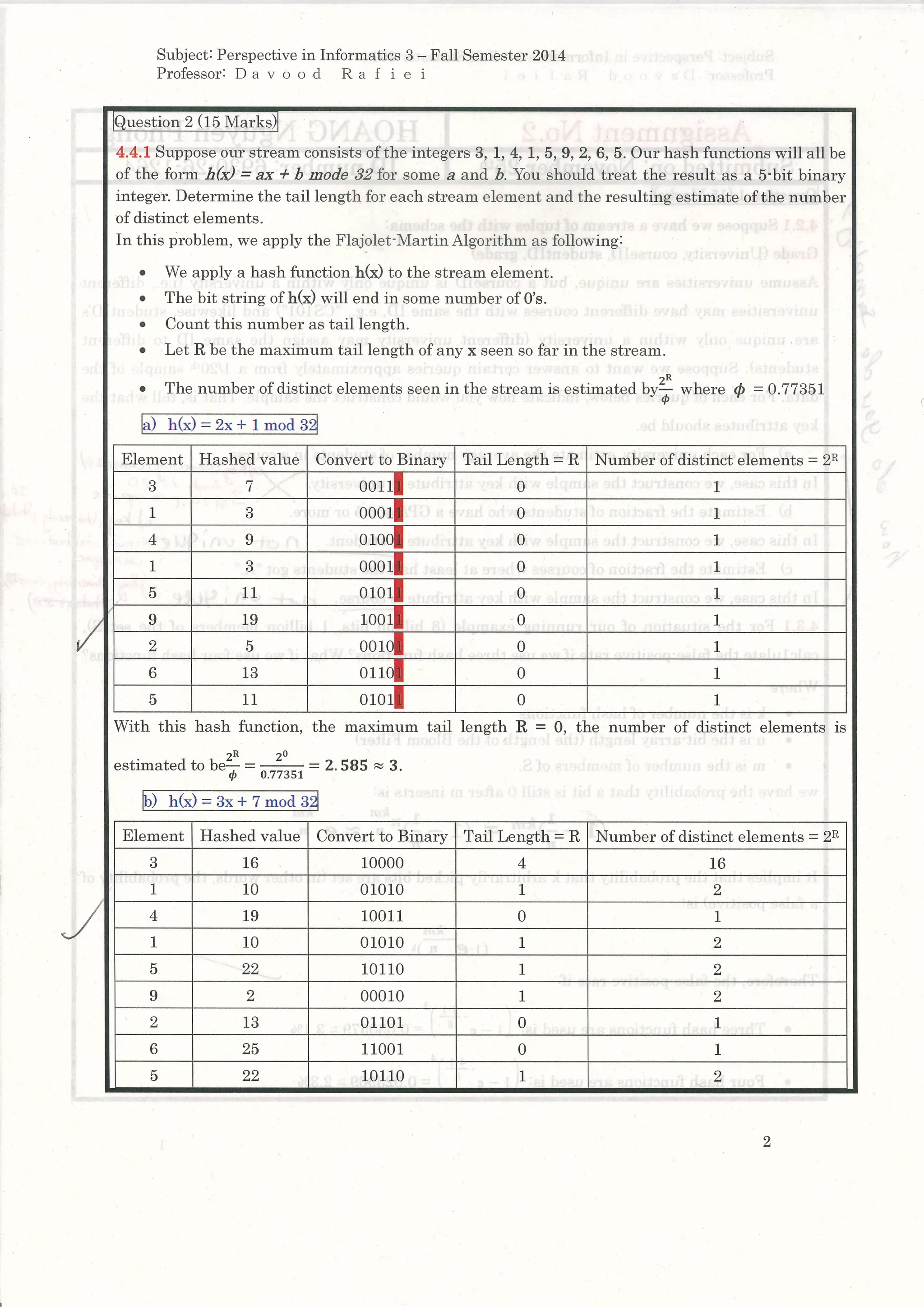 Perspective in Informatics 3 - Assignment 2 - marked answers | PDF