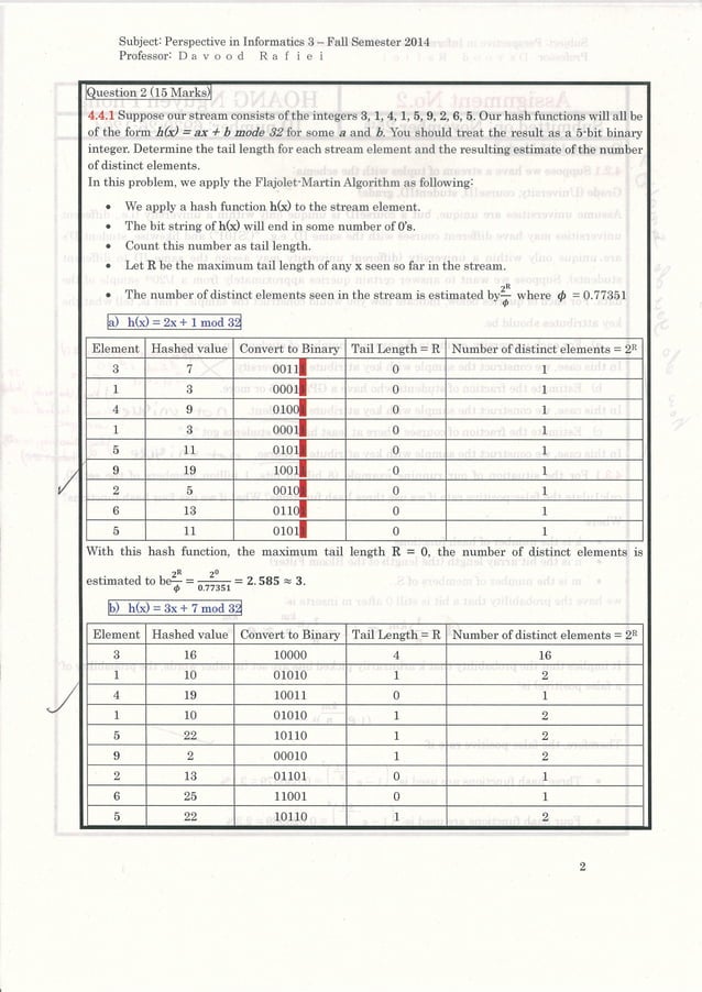 Perspective in Informatics 3 - Assignment 2 - marked answers | PDF