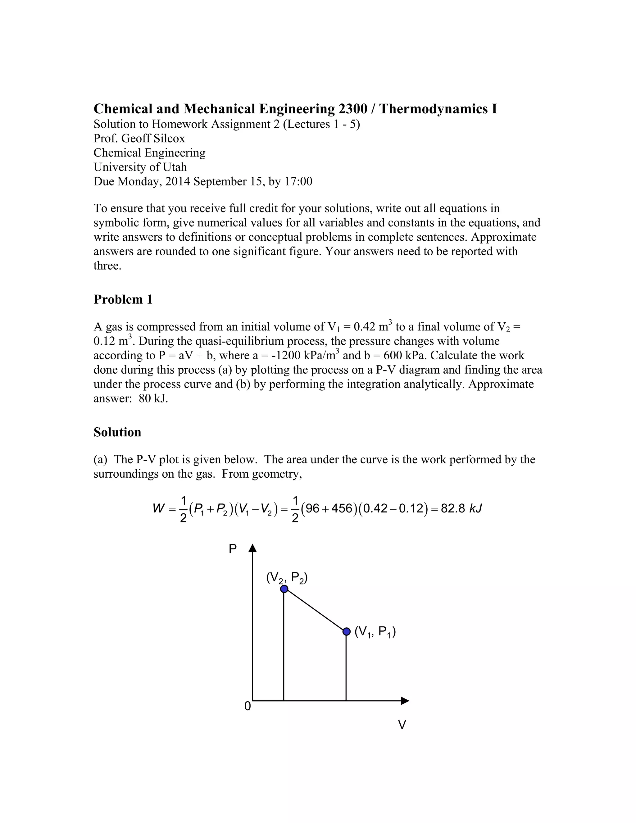 Thermodynamics Hw#2 | PDF