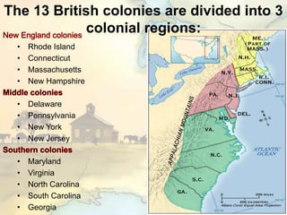 13 Colonies Regions