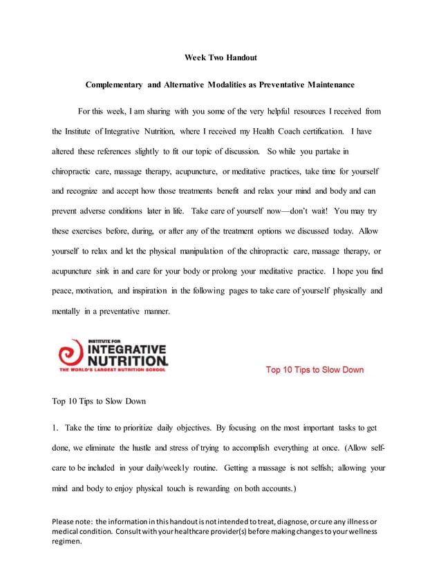 Hw499 week 2 handout | PDF