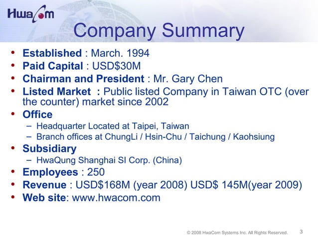 HwaCom corporateoverview-e | PPT