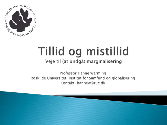 Tillid og mistillid - veje til (undgå) marginalisering | PDF