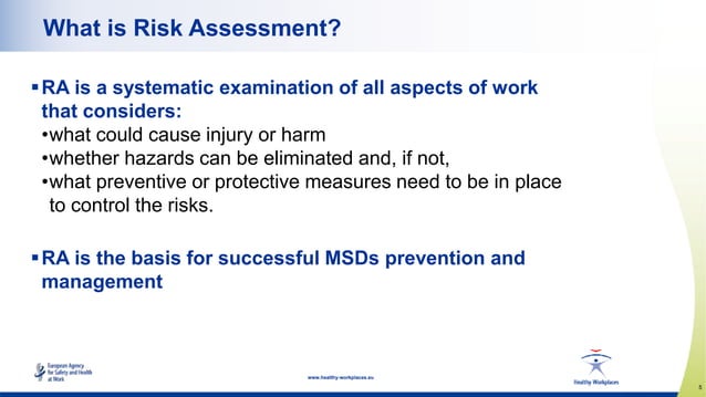 Risk Assessment for Musculoskeletal Disorders (MSDs) | PPTX | Physical ...