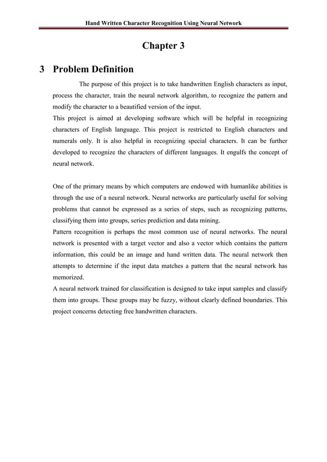 Hand Written Character Recognition Using Neural Networks Pdf