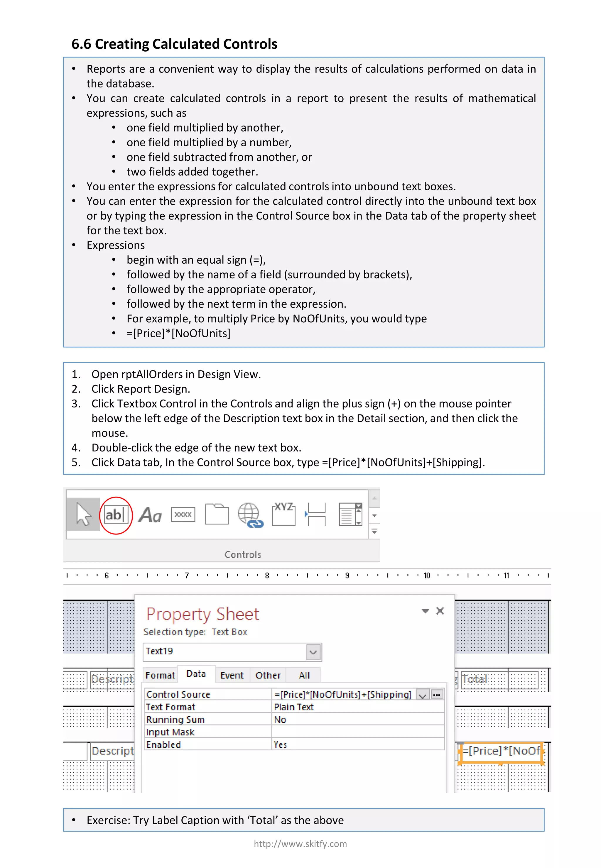 6.6 Creating Calculated Controls | PDF
