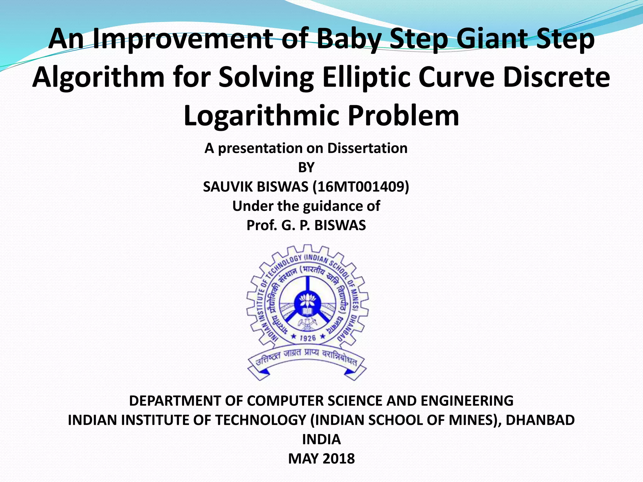 Cryptography Baby Step Giant Step | PPTX