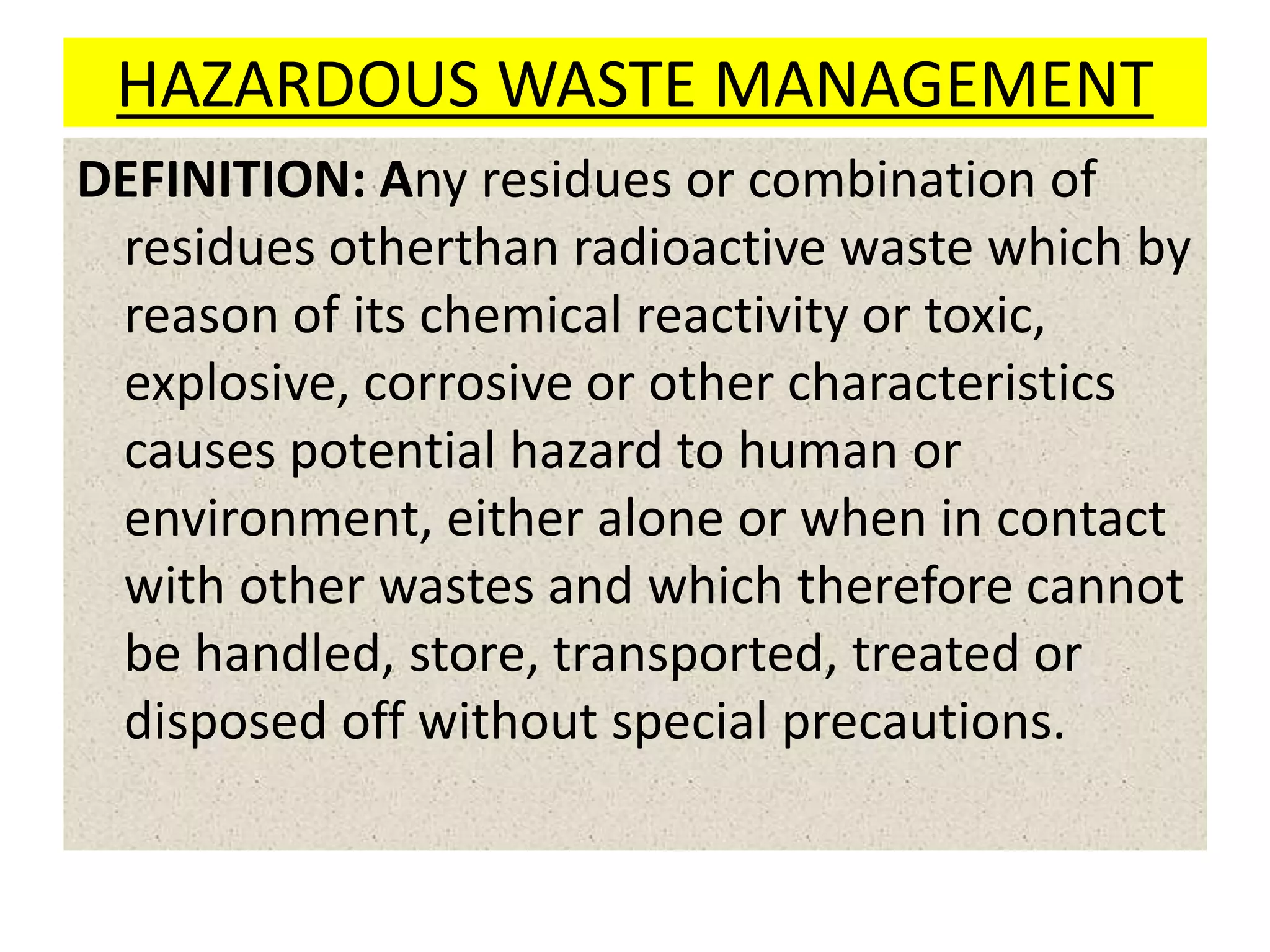 HAZARDOUS WASTE MANAGEMENT---PPT | PPTX