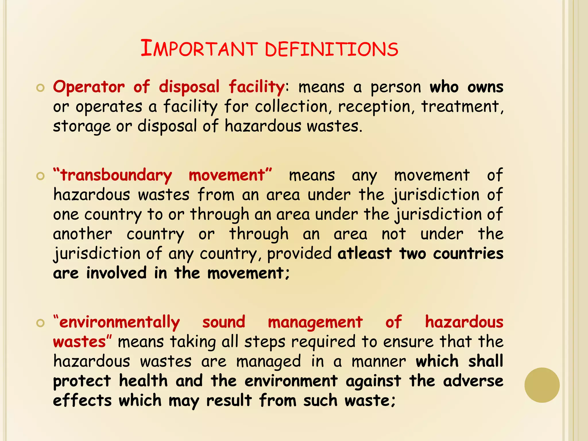 The Hazardous Wastes Management, Handling & Transboundary movement ...
