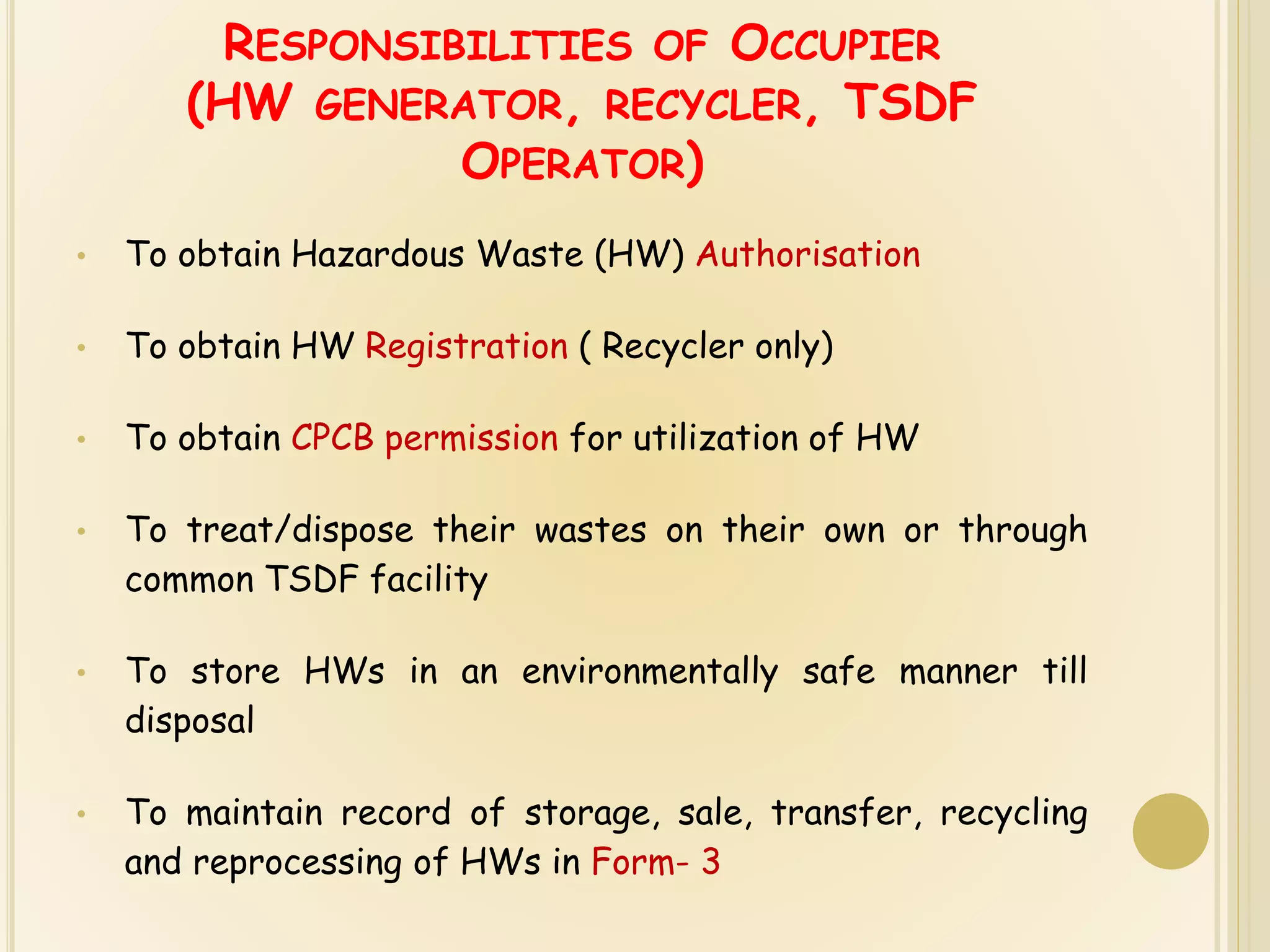 The Hazardous Wastes Management, Handling & Transboundary movement ...