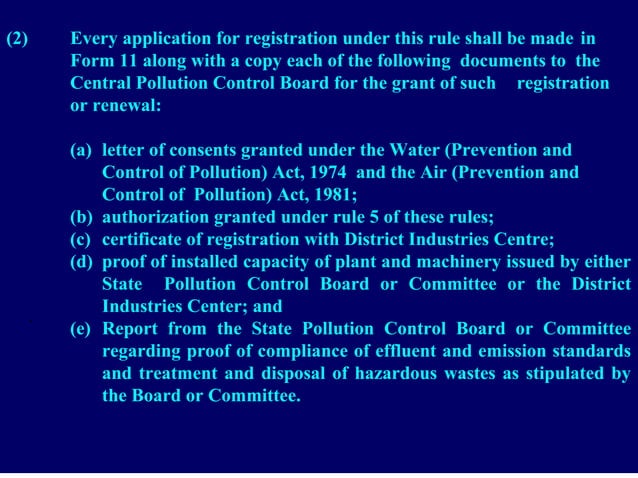 Hazardous waste ( management & handling ) rules, 1989 | PPT