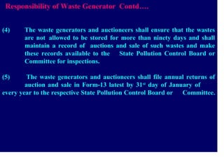 Hazardous waste ( management & handling ) rules, 1989 | PPT