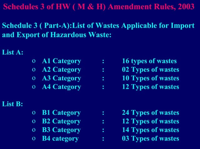 Hazardous waste ( management & handling ) rules, 1989 | PPT