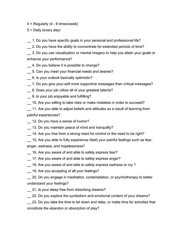 Health & Wellness Questionnaire | PDF