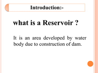 Reservoir capacity, Reservoir sedimentation and control | PPTX