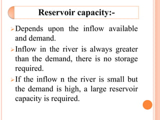 Reservoir capacity, Reservoir sedimentation and control | PPTX