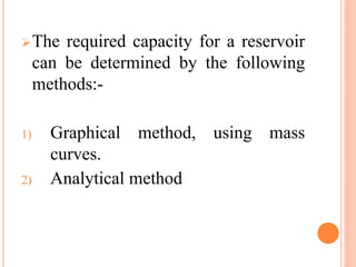 Reservoir capacity, Reservoir sedimentation and control | PPTX