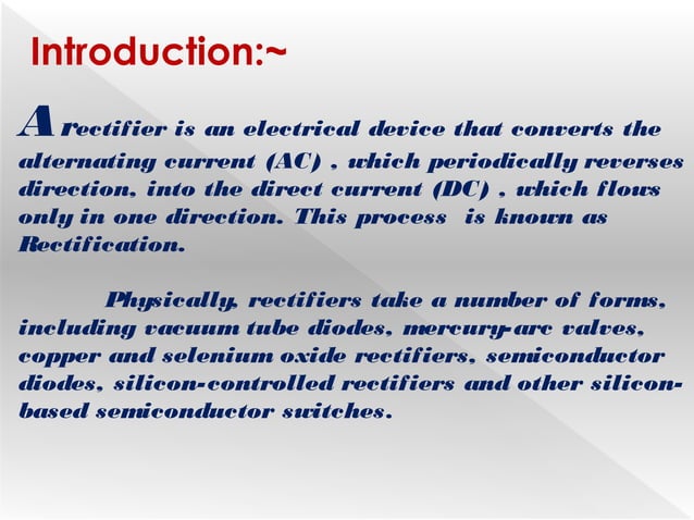 Half wave Rectifier & Full wave Rectifier with their descriptions ...