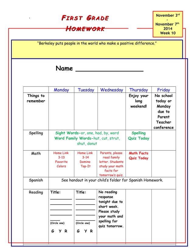 Hw sheet short week | DOC
