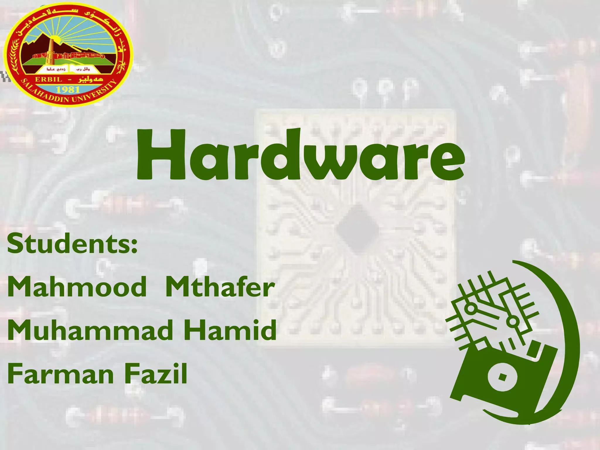 Presentation About Computer Hardware Ppt Computer Peripherals