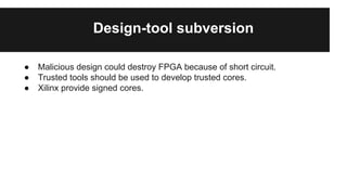 Security issues in FPGA based systems. | PDF