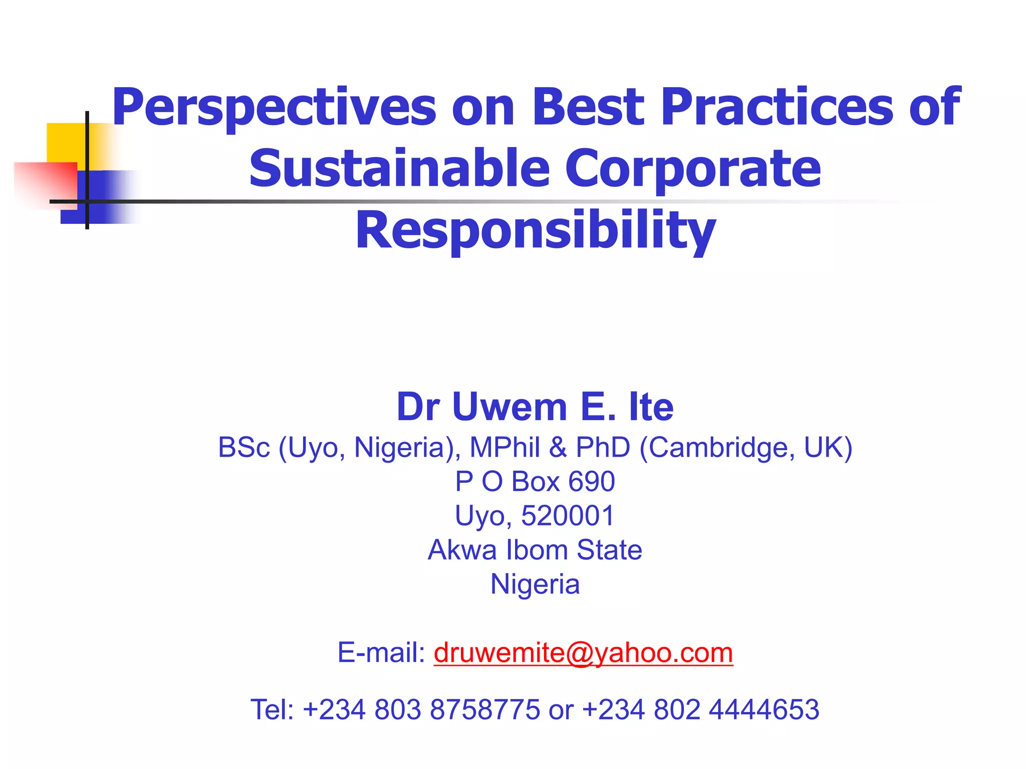 Corporate Social Responsibility presentation - BAF | PPT