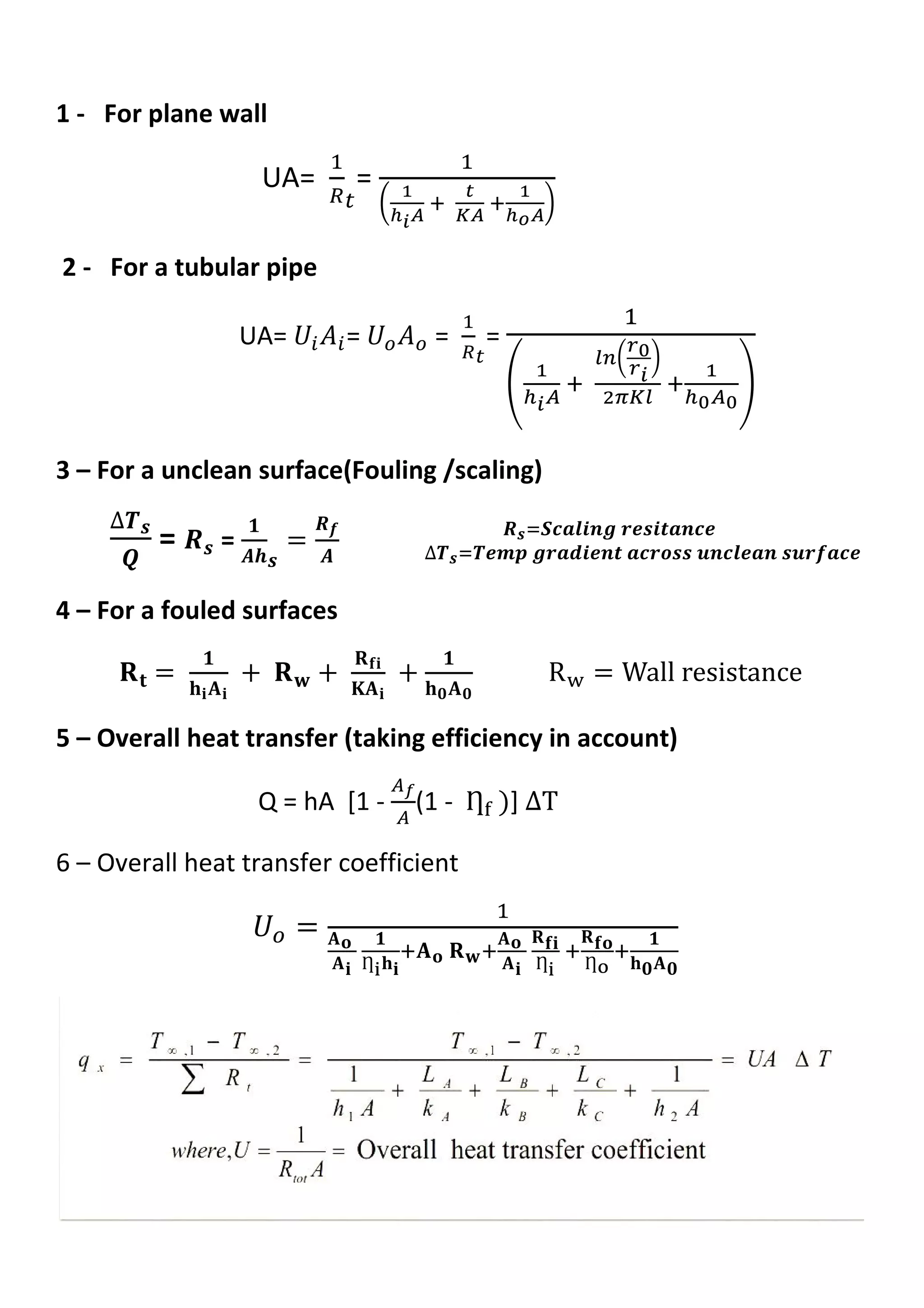 heat exchanger design formula Sheet | PDF
