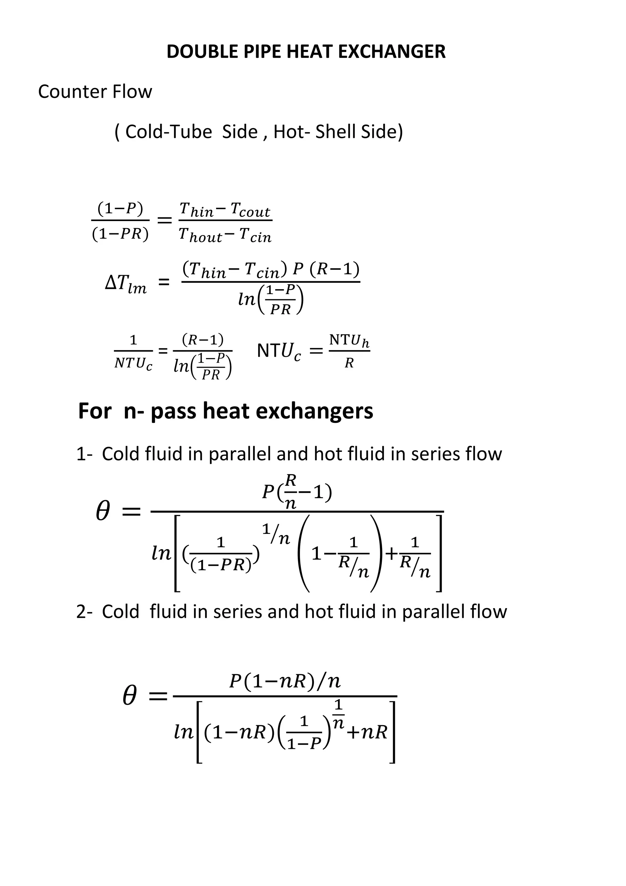 heat exchanger design formula Sheet | PDF