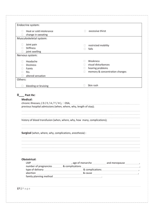 Medical History taking form introductory course | PDF