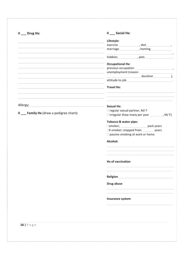 Medical History taking form introductory course | PDF