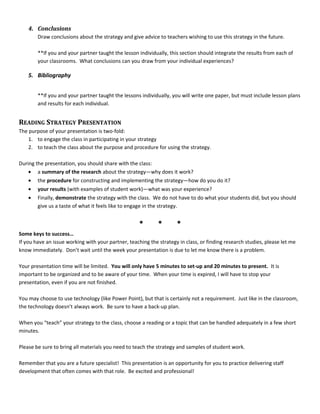Reading strategy assignment guide | DOC