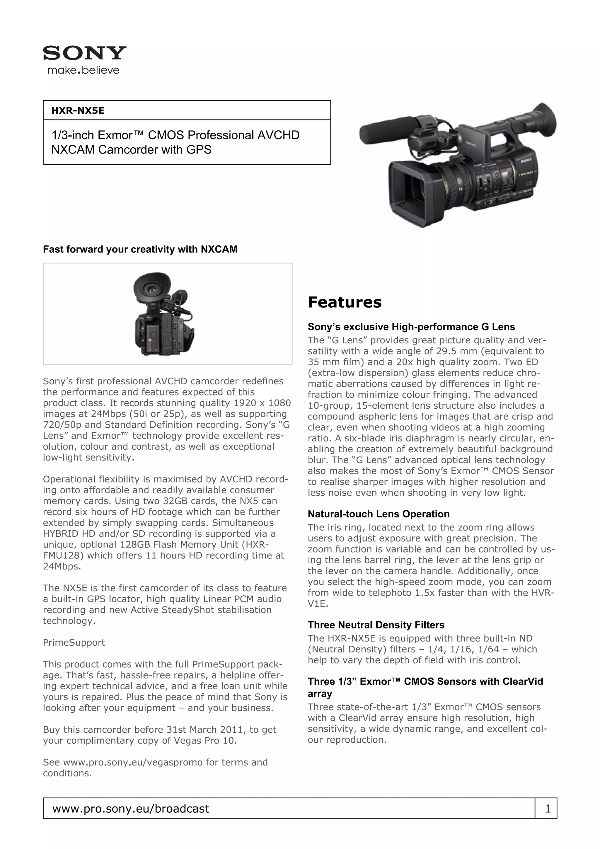 Sony HXR-NX5E | PDF