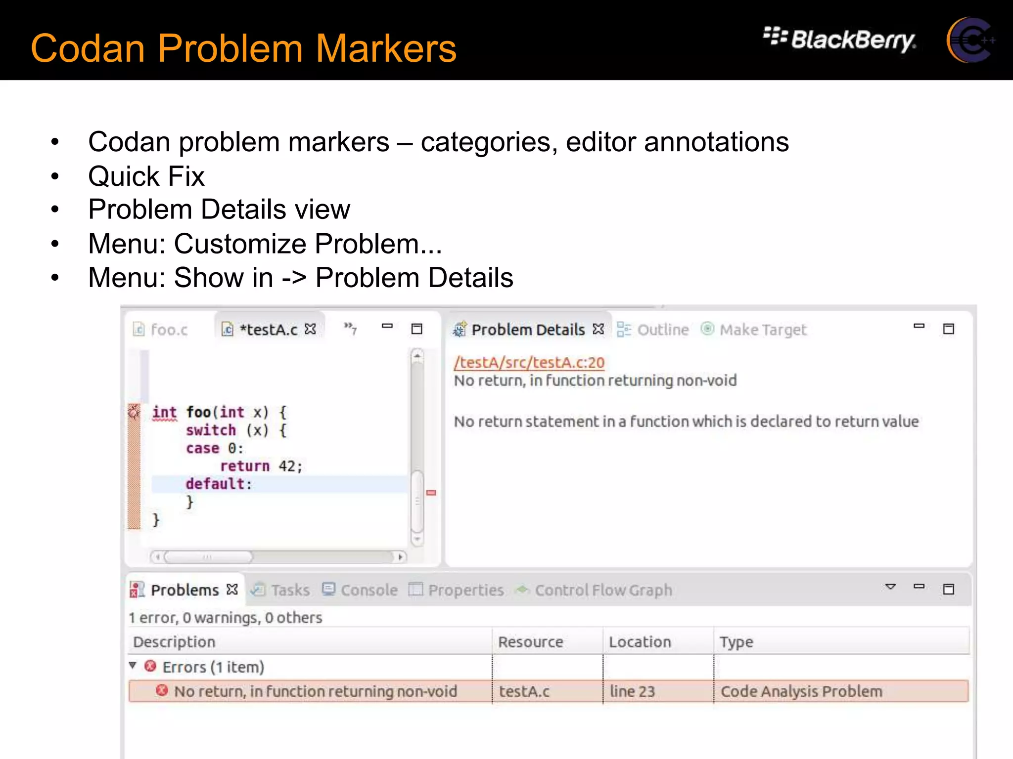 Eclipse Con 2015: Codan - a C/C++ Code Analysis Framework for CDT | PPT