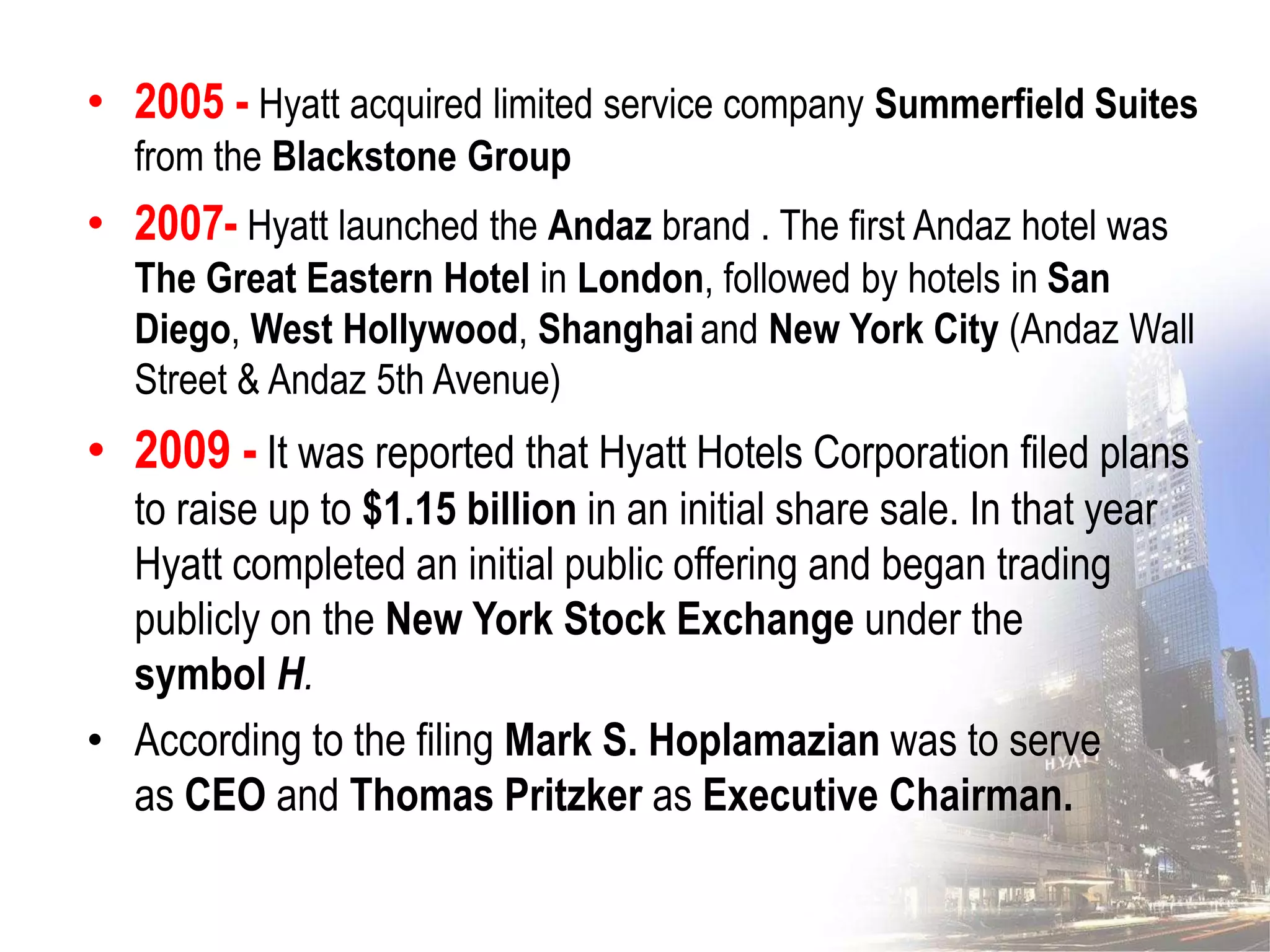 Hyatt hotel corp. | PPTX