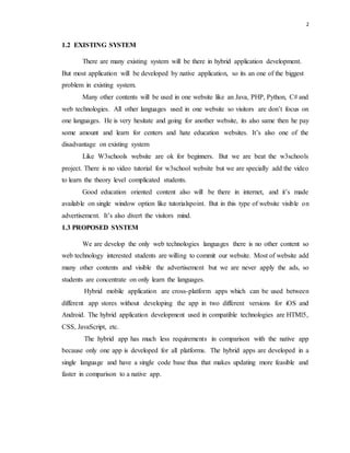 Hybrid Application Development documentation report (MCA Project) | DOCX