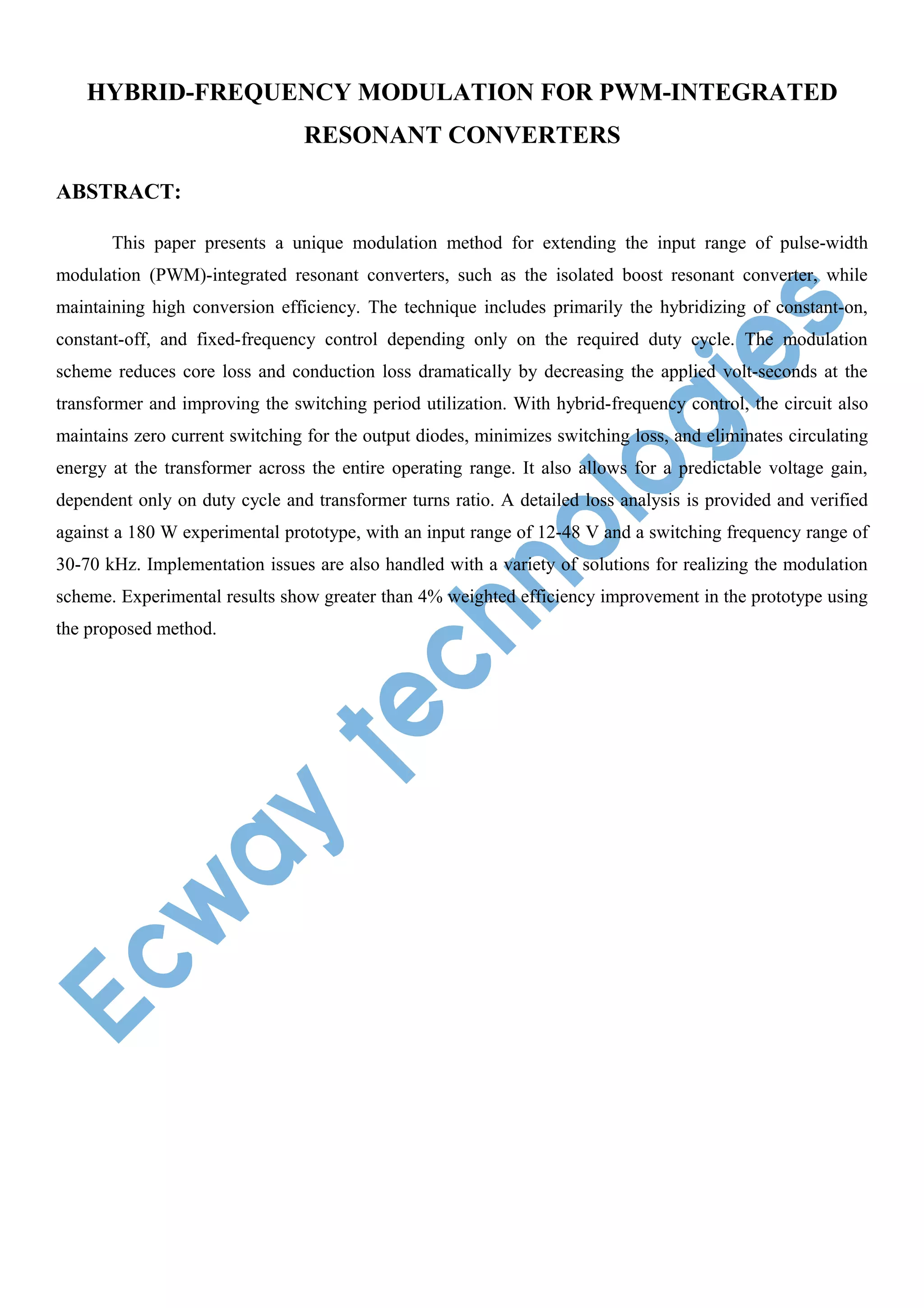 Hybrid frequency modulation for pwm-integrated resonant converters | DOC