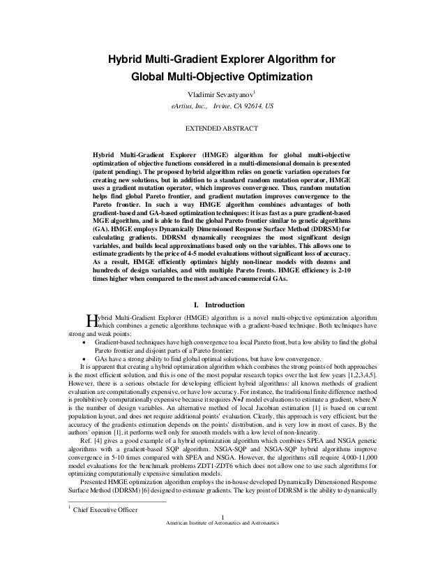 Hybrid Multi Gradient Explorer Algorithm For Global Multi Objective O…