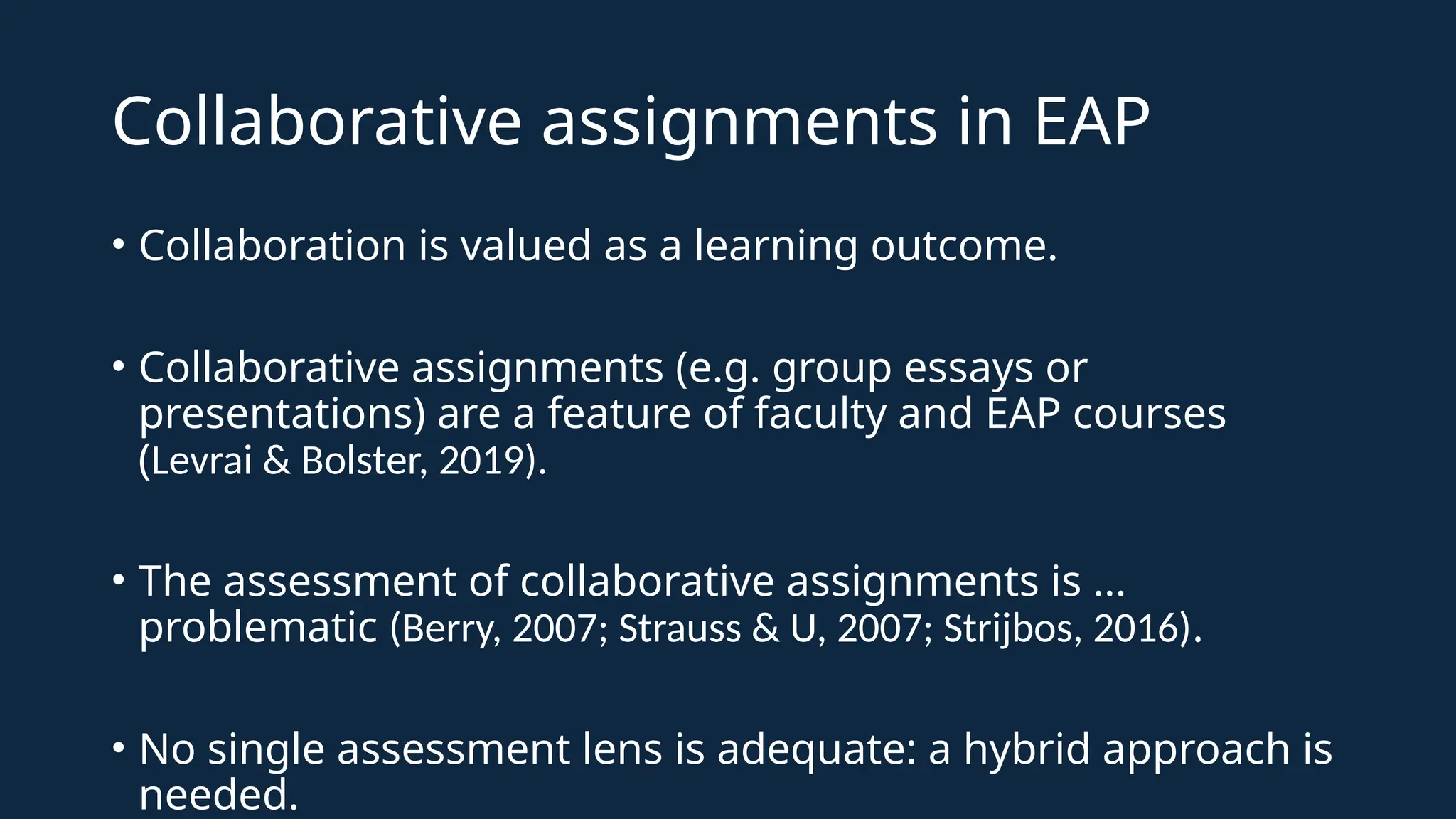 Hybrid Assessment: the key to assessing collaborative assignments | PPT
