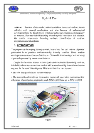 Hybrid car Advanced vehicle technology | PDF