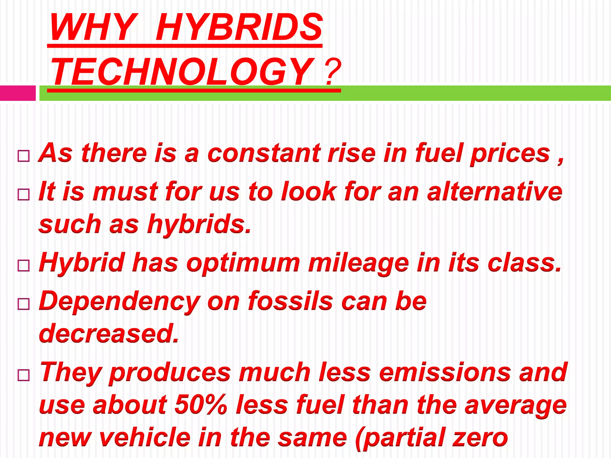 Hybrid car technology in automobile presentation | PPTX