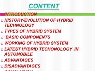 Hybrid car technology in automobile presentation | PPTX