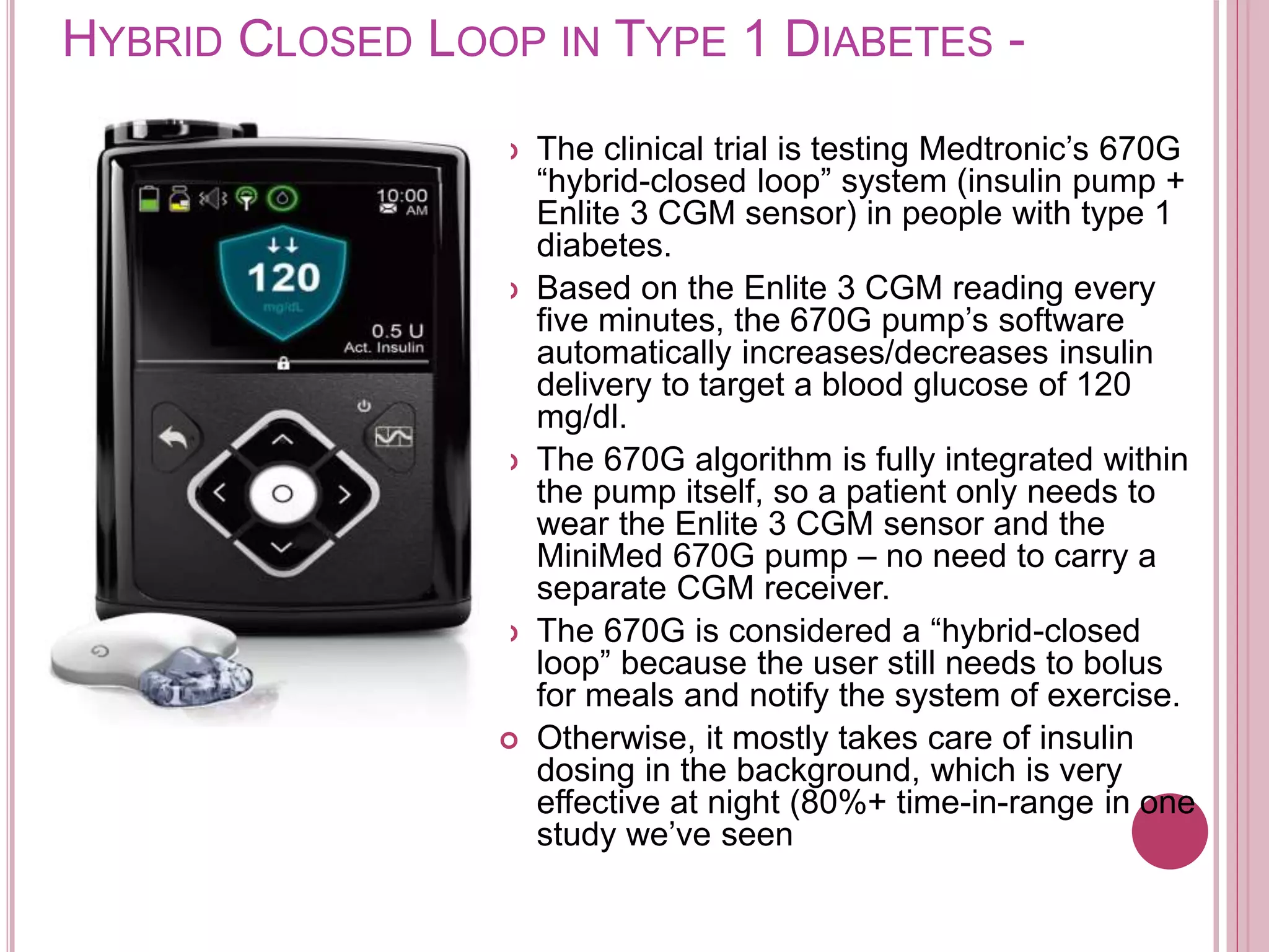 Hybrid closed loop insulin delivery system-Artificial Pancreas. | PPTX