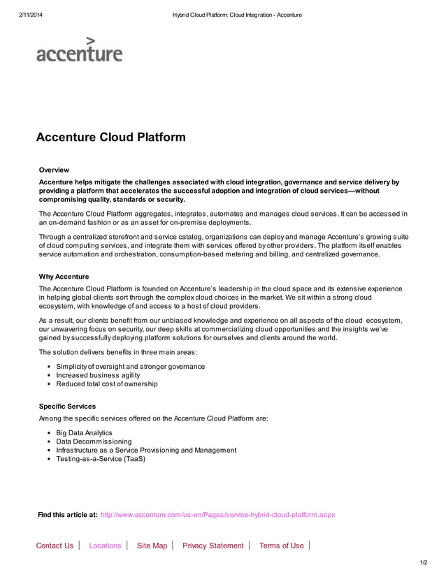 Hybrid cloud platform cloud integration accenture | PDF