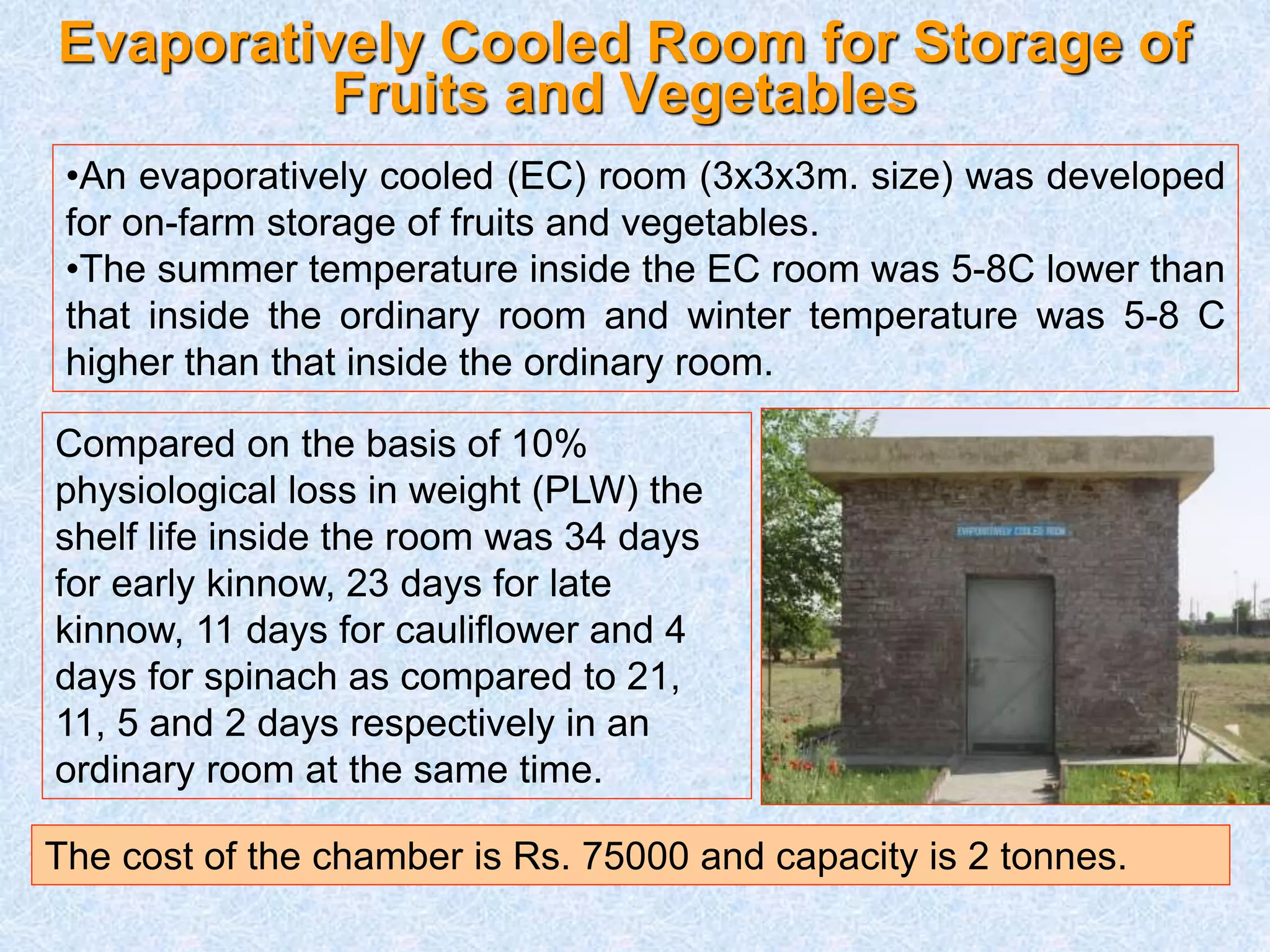 Hybrid cool chain for preservation of fruits & vegetables in india ...
