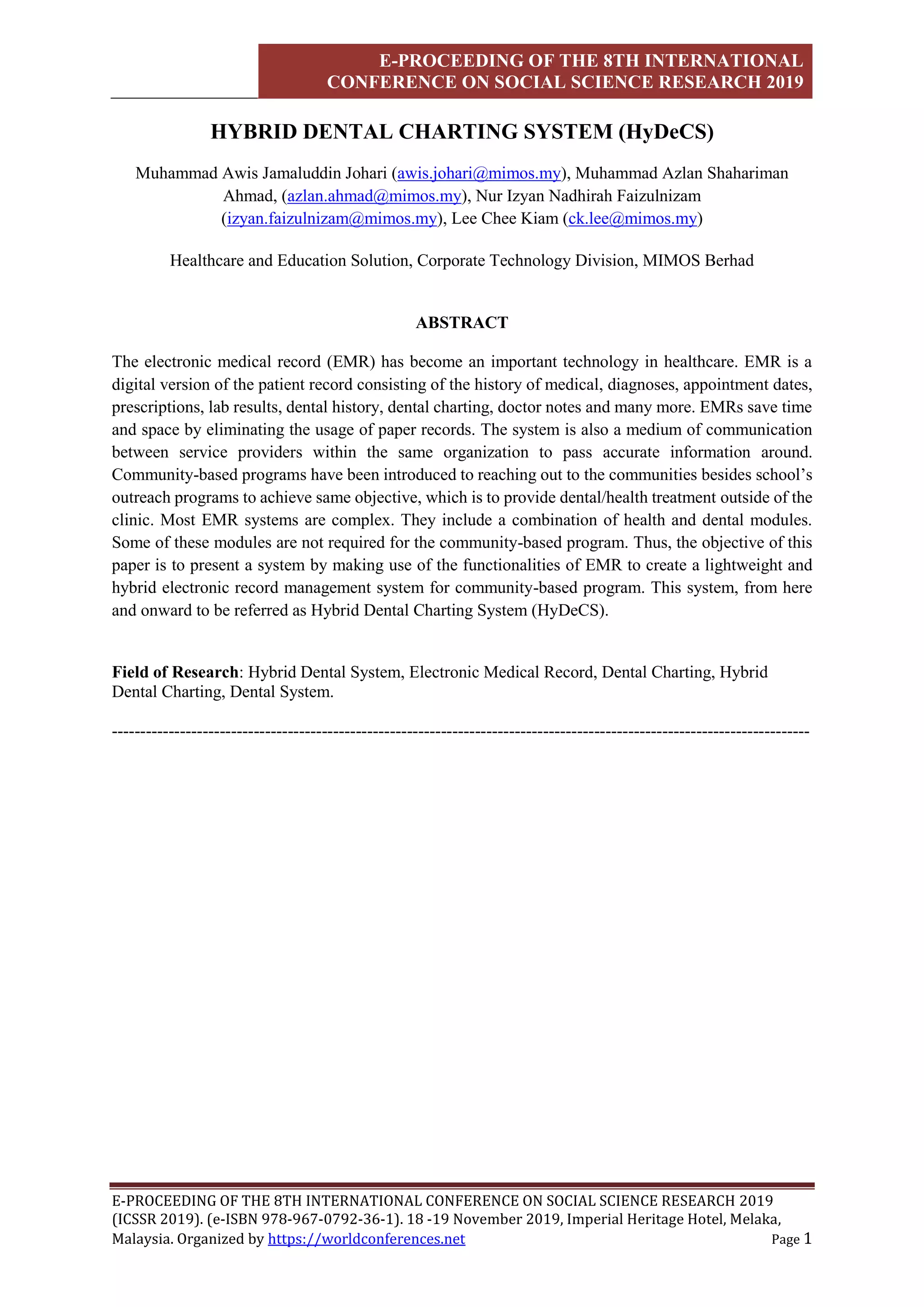 Hybrid dental charting system (hy decs) | PDF