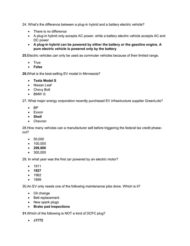 Hybrid Electric Vehicle- Quiz.pdf | Green Vehicles | Auto Type